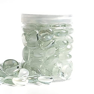 High Luster Reflective Fire Glass Gravel,Fire Gems,Fire Drops,Fire Glass Pebbles Stones Beads Chips for Fish Tank Aquarium Succulent Garden Decoration,17-19mm(3/4''),335g/0.78lb (Floral White)