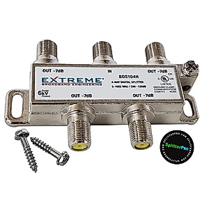 SplitterPRO - Digital Splitters Professionals Install Across The U. S. A. 4-Way Coaxial Cable Splitter, 1 GHz for HDTV and High Speed Internet (Not for Satellite Dish Connections)