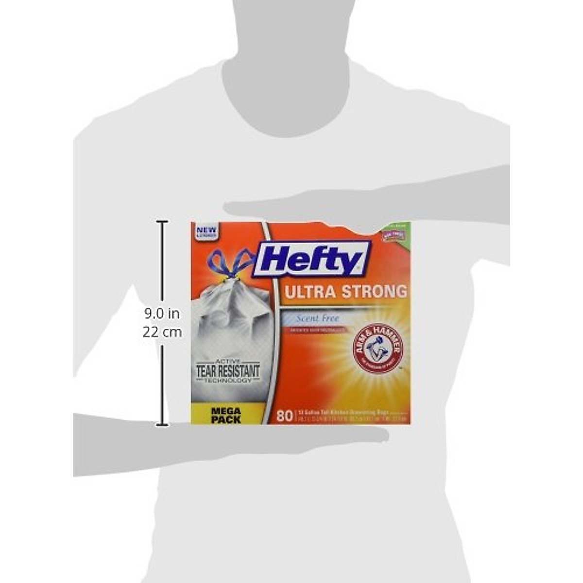 Hefty Ultra Strong Tall Kitchen Trash Bags, Unscented, 13 Gallon, (80 Count)
