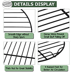 TeamFar Cooling Rack, 9inch Round Baking Wire Rack with Stainless Steel Core & Nonstick Coating, for Roasting Grilling Steaming, Non Toxic & Sturdy, Oven Safe & Anti-melt, Easy Clean – Set of 2