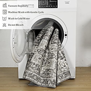 Zacoo 9x12 Rug for Living Room Washable Rugs Rug for Bedroom Vintage Rug Non Slip Carpet Tribal Throw Rugs Large Area Rug Stain Resistant Office Rug Classroom Rug 9'x12' Grey