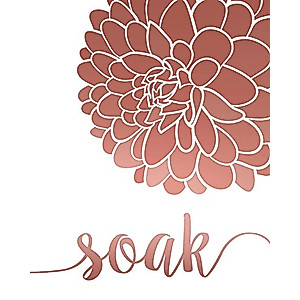 Relax Soak Unwind Breathe Rose Gold White Tone Flower Prints, 4 (8x10) Unframed Photos, Wall Art Decor Gifts Under 20 for Home Office Yoga Studio School College Student Teacher Garden Floral Fan