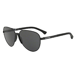 Emporio Armani EA2059 320387 61M Matte Black/Grey Aviator Sunglasses For Men+ BUNDLE with Designer iWear Eyewear Kit