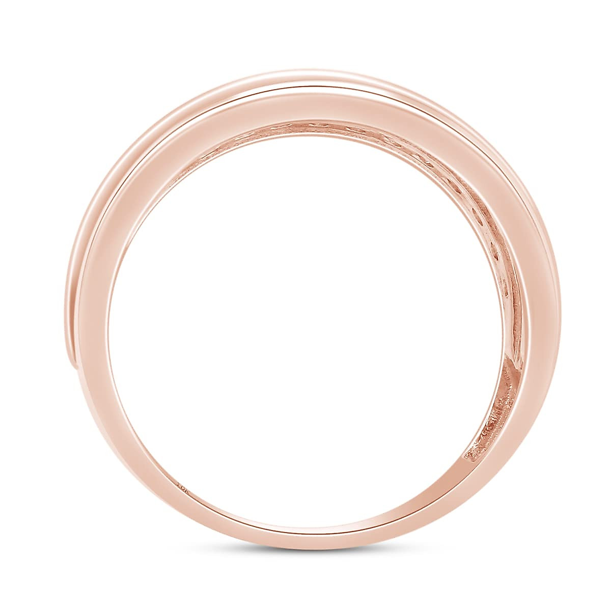 SAVEARTH DIAMONDS Round Cut Lab Created Moissanite Diamond 2-Row Engagement Wedding Band Ring In 10k Rose Gold Jewelry For Women (0.90 Cttw,Clarity - VVS1) Ring Size -4