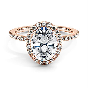 Blocaci Engagement Ring 2.5 CT Oval Shape Halo Moissanite Engagement Rings for Women Gold Plated Silver Free Engraving