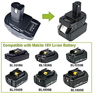QINIZX Battery Adapter for Makita 18V Lithium Battery to Ryobi 18V One+ Lithium-Ion Cordless Tool, Convert Makita 18V Battery BL1860B BL1850B BL1840 BL1830B BL1815 to Ryobi 18V Battery P102 P108