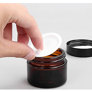 2PCS 120ML 4 oz Large Capacity Empty Refillable Brown Glass Face Cream Storage Packing Jar Pot Bottle With Black Cap For Cosmetic Make Up Sample Lip Balm Lotion Food Container