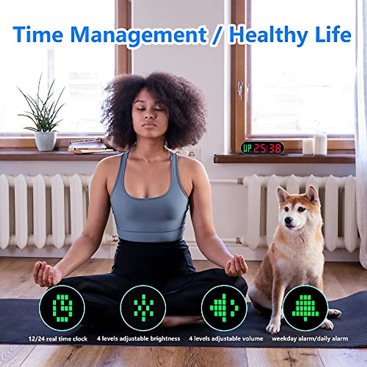 LUCORB Portable Gym Timer for Home Gym, Interval Workout Timer Countdown Stopwatch with Time Progress Bar/Rounds, Easy to Use Fit Boxing Tabata HIIT Emom Fitness