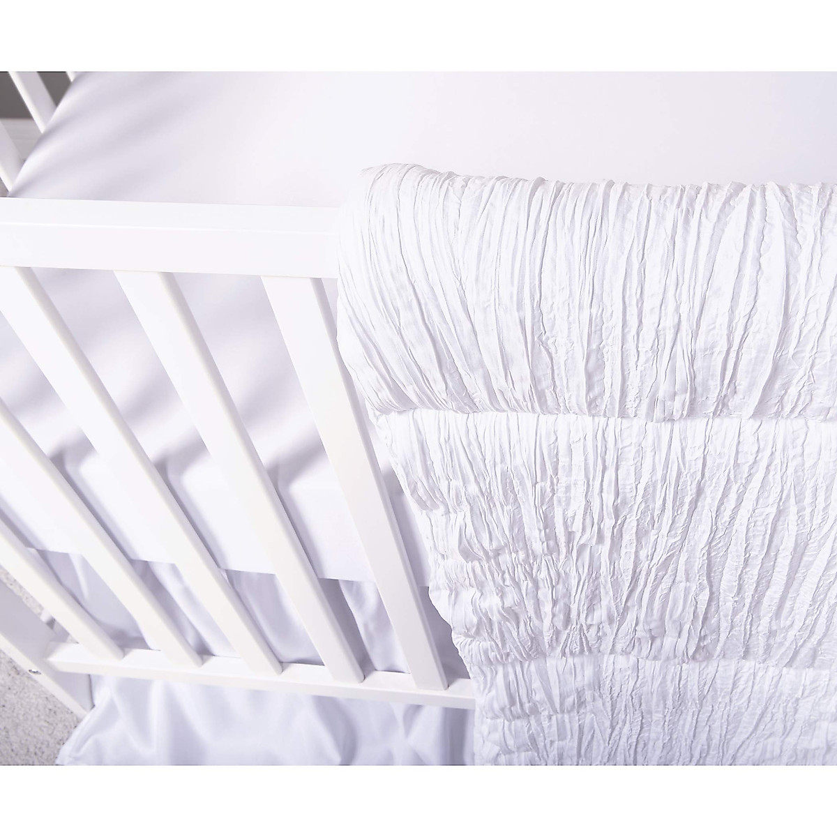 Trend Lab Simply White 3 Piece Crib Bedding Set, Sewn with Elegant Ruching, includes Quilt, Fitted Crib Sheet and Skirt
