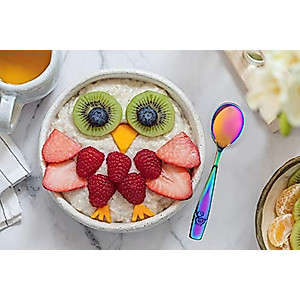 9 Piece Stainless Steel Rainbow Kids Spoons, Kids Cutlery, Child and Toddler Safe Flatware, Kids Silverware, Kids Utensil Set, Includes A Total of 9 Spoons, Ideal for Home and Preschools