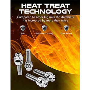 Set of 20 Veritek 14x1.5mm 45mm Extended Thread R14 Radius Chrome Ball Seat Washer Lug Bolts for Porsche Factory Wheels