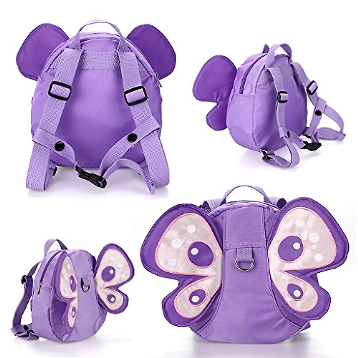 Hipiwe Baby Anti-Lost Backpack Butterfly Walking Safety Belt Harness Toddler Reins Strap with Leash (Purple)