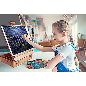 Louise Maelys Tabletop Easel Beechwood Art Easel for Painting Canvases Table Easel Stand for Painters Painting by Numbers, Students Beginners Artist Adults