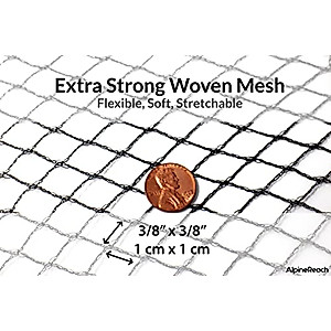 AlpineReach Koi Pond Netting Kit 15 x 20 ft Black Heavy Duty Woven Fine Mesh Net Cover for Leaves - Protects Koi Fish from Blue Heron Birds, Cats & Predators – Reusable & Stakes Included