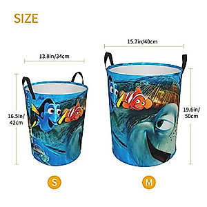 XZZZN Finding Nemo Laundry Hamper Circular Tunic Dirty Pocket Waterproof Large Oxford Fabric Foldable Round Laundry Storage Basket Dirty Clothes Bag Medium