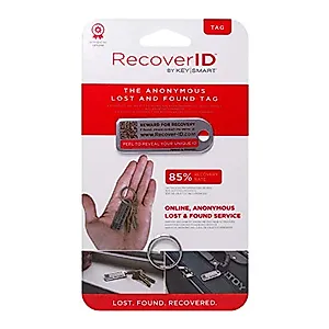 KeySmart RecoverID - Anonymous Lost and Found Tracker Tag (1-Pack)