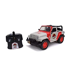 Jada Toys Jurassic World Hollywood Ride Jurassic Park Jeep Wrangler Remote Car Hollywood Rides Jurassic Park Jeep Wrangler - 1:16 Scale Radio Control Vehicle,Beige