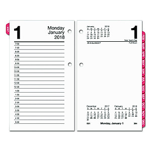 AT-A-GLANCE E717T50 Desk Calendar Refill with Tabs, 3 1/2 x 6, White, 2016