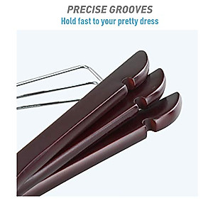 TOPIA HANGER Wooden Suit Hangers with Adjustable Metal Clips (10 Pack), Solid Wood Clothes Hangers, 360° Swivel Hook, Premium Pants Hangers for Clothes Coat, Jeans, Blouse- Cherry CT28M