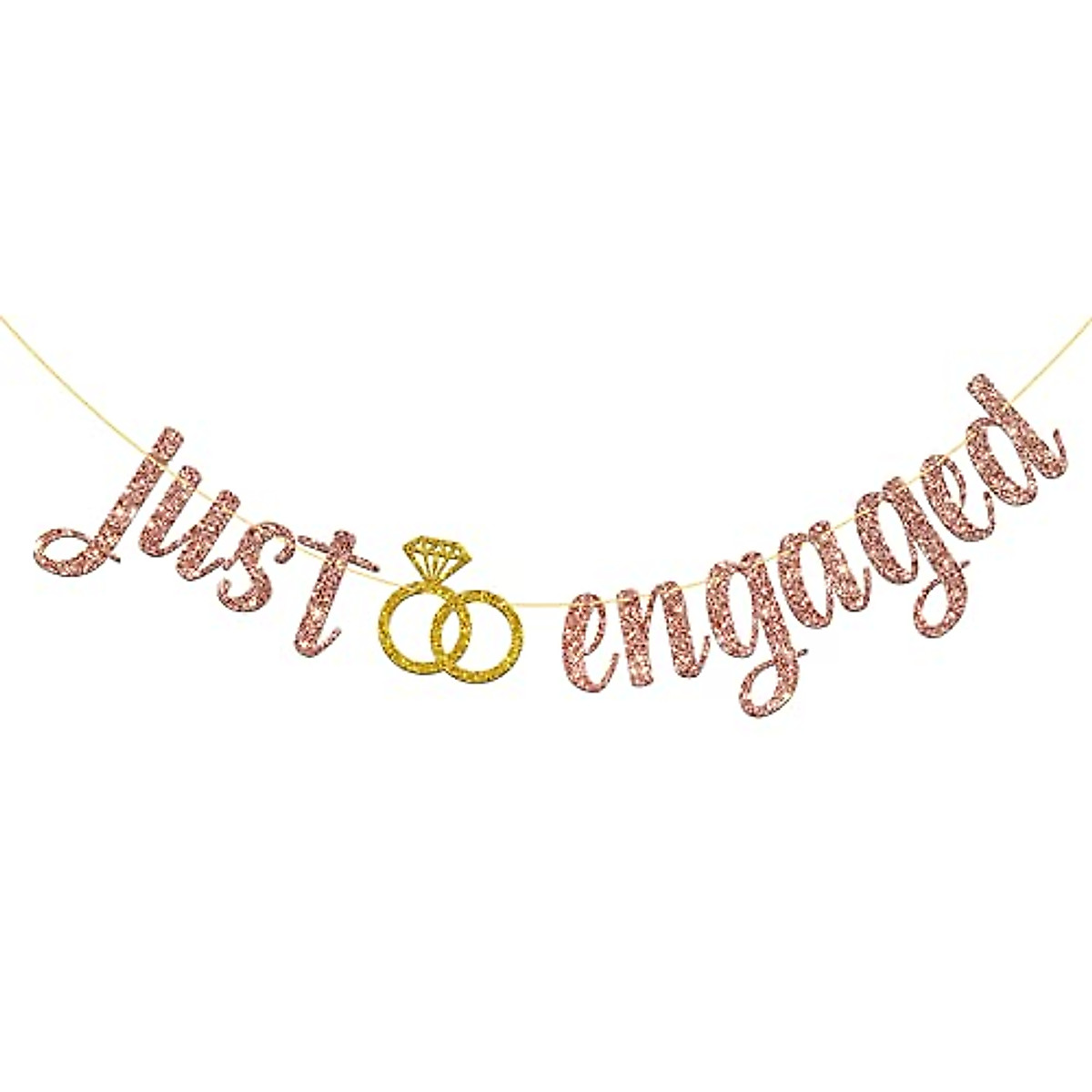 MonMon & Craft Just Engaged Banner / Engagement Party Decor / Bachelorette / Wedding Party Decorations Rose Gold Glitter
