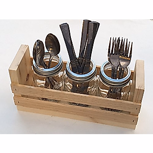 BackyardCedars Modern Farmhouse Flatware Caddy - Silverware Organizer Flatware Organizer - Wooden Silverware Caddy…