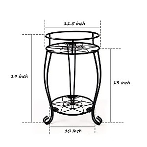 GUKJOB Plant Stand Indoor Outdoor, 2 Tier 19inch Tall Metal Plant Stand Rack, Multiple Iron Flower Pot Stand Holder Potted Plant Shelf for Patio Garden Room Balcony Corner Kitchen (Black, 19")