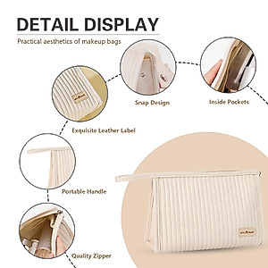 GMELOV Small Compact Large Capacity Makeup Bag Cute Aesthetic Cosmetic Bags for Travel Essentials Organizer Waterproof Soft Leather Makeup Bag Zipper Pouch Portable Toiletry Bag for Women