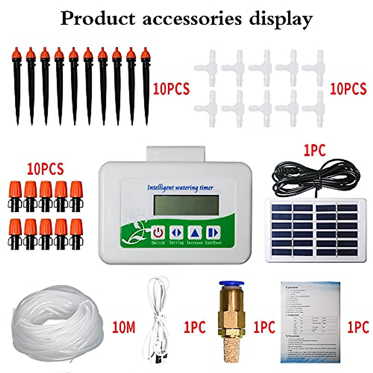 Upgrade Smart Water Pump Solar Garden Automatic Watering Device Outdoor Plants Self Drip Irrigation Solar Energy Charging Timer System Potted Plant Drip Irrigation for Potted Plants Flower Vegetables