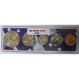 1995-5 Coin Birth Year Set in American Flag Holder Uncirculated