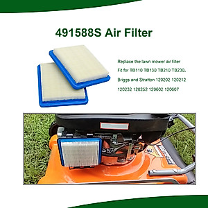 Brlyeeanze 2 Pack 491588s Air Filter for Briggs and Stratton 491435S 399959 491435 625e 675ex Toro 20332 20835 Troy Bilt TB110 TB130 Series Quantum 3.5-6.75 HP Engine Lawn Mower Filter