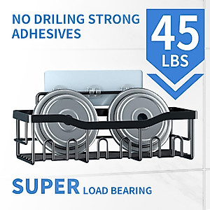 Xiaozxwlhq Corner Shower Caddy Hanging, Adhesive Shower Organizer for Bathroom, No Drilling, Extra Large Load Bearing, Bathroom Organizer, Bathroom Shower Shelves, 5 Pieces Set (Black)