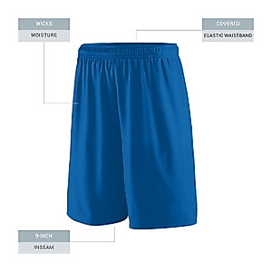 Augusta Sportswear Youth Training Shorts: 9-Inch Inseam for Teens, Athletic Workout Gym Clothes, Royal, Medium