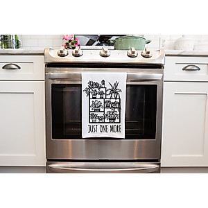 Handmade Funny Kitchen Towel - 100% Cotton Funny Just One More Plant Dish Towel for Plant Lovers - 28x28 Inch Perfect for Housewarming Christmas Mother's Day Birthday Gift (Just One More Plant)