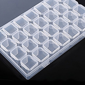 Alvinlite 28 Grids Plastic Organizer Box with Adjustable Dividers, Clear Storage Container for Beads Earring Jewelry Craft Tackles Tools