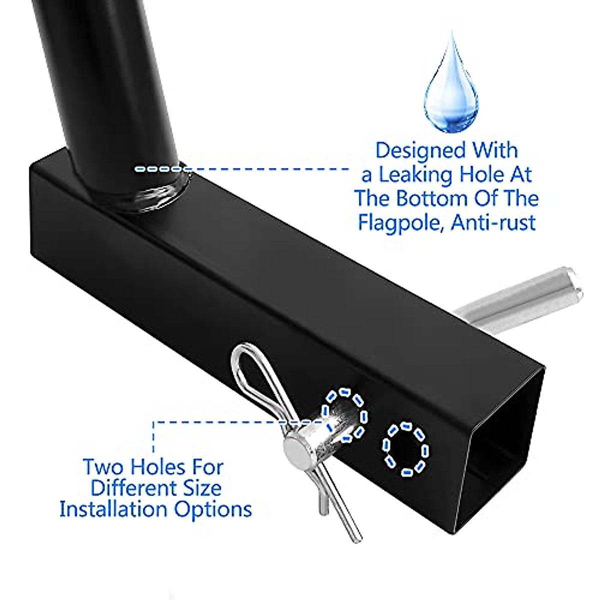 KAIRAY Hitch Mount Flagpole Holder Universal for Standard 2 inch Hitch Receivers fit for Truck SUV RV Pickup