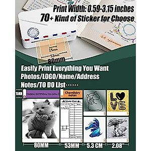 Memoking Thermal Mini Printer - 3" Photo Sticker Printer Machine with Tape 1Roll, M03AS Inkless Bluetooth Printer for Phone&Pad, HD 305DPI Mini Sticker Maker Machine Printer for Photo,Note,Memo Labels