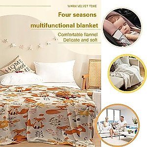 Fox Throw Blanket Soft Cozy Flannel Blankets Lightweight Warm Blanket Bed Couch Sofa for All Seasons Kids Boys Girls Men Women Gifts 60"X50"