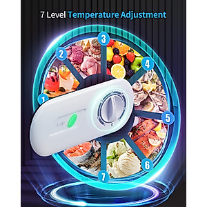 TABU 7.0 Cu Ft Deep Freezer, Top Open Door Chest Freezer, Compact Freezer with Removable Storage Basket, 7 Level Adjustable Temperature and Top Open Door, Ideal for Kitchen, Basement (White)