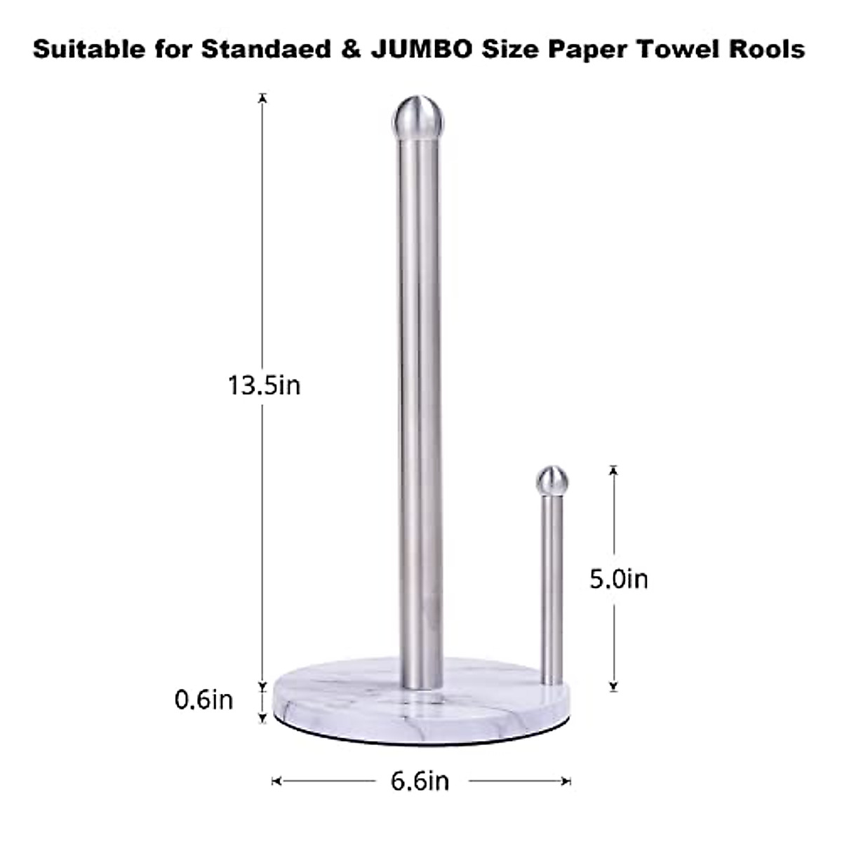 Nuovoo Stainless Steel Paper Towel Holder Countertop, Brushed Silver Paper Roll Holder, Standing Towel Dispenser Stand with Weighted Base, Large Size for Kitchen Toilet Bathroom Dining Table