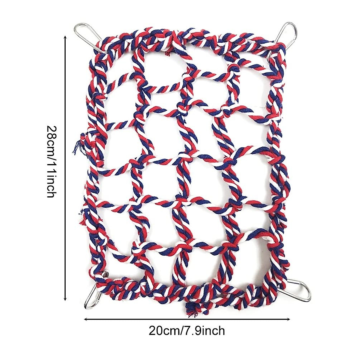 MiOYOOW Pet Climbing Rope Net, Rat Bird Climbing Rope Net Hamster Activity Toy with 4 Metal Hooks for Hamster Mouse Ferret Gerbil Chinchilla Play