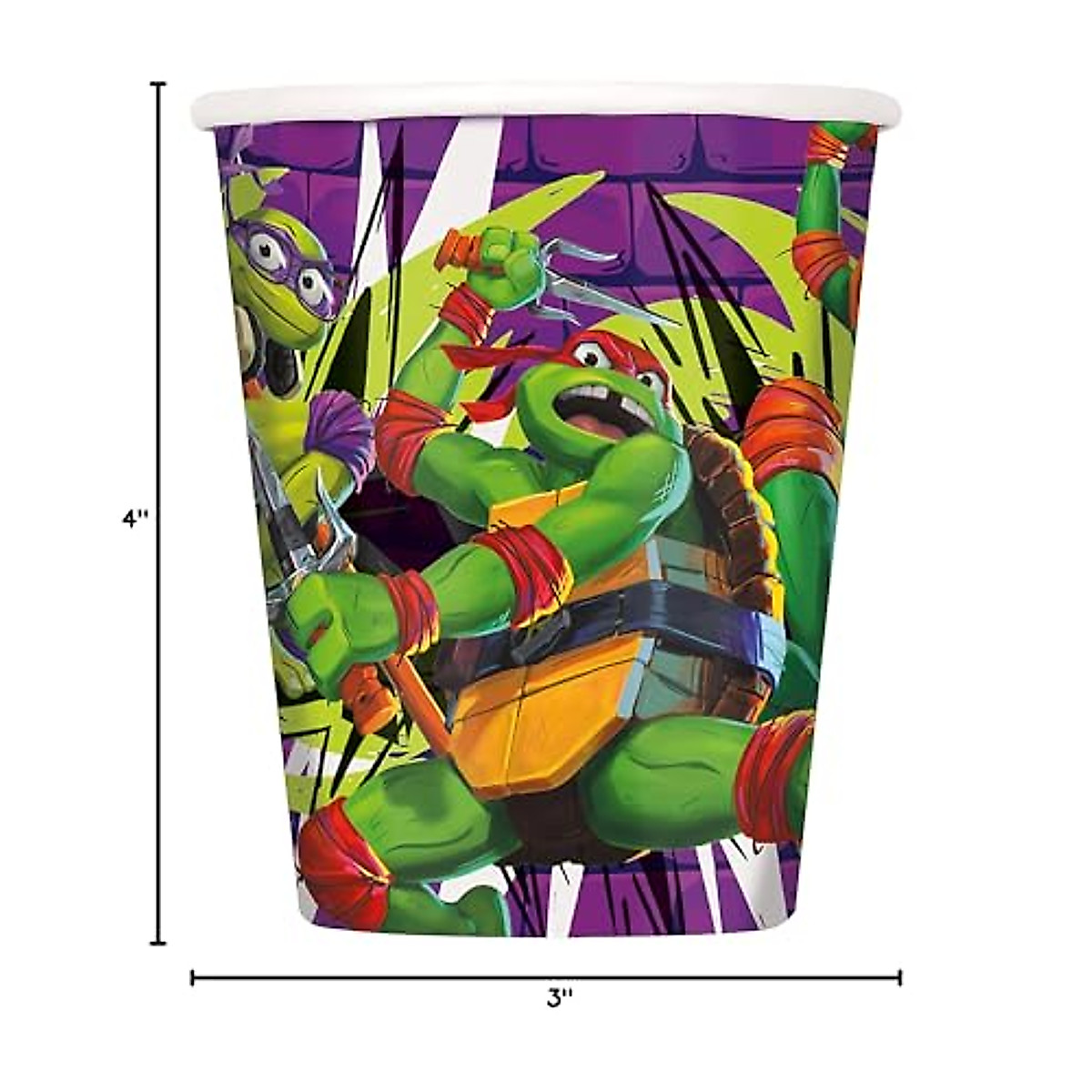 Unique Industries Teenage Mutant Ninja Turtles Mutant Mayhem Disposable Paper Cups - 9oz (8 Ct) | Perfect for Teenage Mutant Ninja Turtles Themed Parties & Celebrations