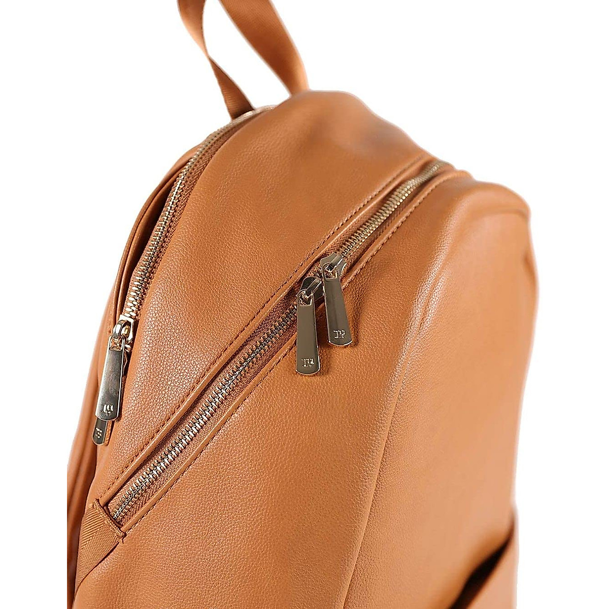 Little Unicorn Skyline Backpack – Diaper, Work, Travel Bag with Changing Pad - Premium Vegan Leather – Lightweight & Durable Design – 5 Interior Pockets – Easily Wipes Clean (Cognac)