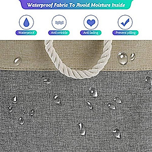 STEPRAGE Storage Bins - Decorative Baskets Foldable Storage Box Cubes with Handles for Organizing Shelf Nursery Home Closet & Office，13(L).13(M) 13(H) - 1Pack, Grey and Beige