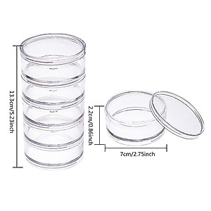 BENECREAT 60ML Stackable Round Plastic Containers 4 Column(5 Layer/Column) Bead Storage Jars for Diamond Drills, Seed Beads, Nail Art Glitters, and Other Jewelry Components