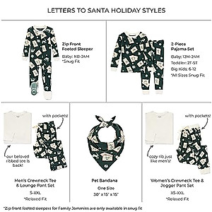 Burt's Bees Baby Baby Kids 2-Piece Family Jammies Matching Holiday Organic Cotton Pajamas, Letters to Santa, 8 Years