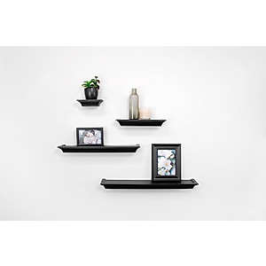 Kiera Grace Classic Multi Length Shelves, Black, Set of 4