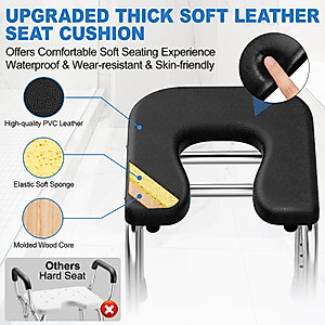 UGarden Upgraded Large U-Shaped Shower Chair with Thick Padded Cushion, 400LBS Stainless Steel Shower Seat for Inside Shower, Adjustable Bath Chair w/Toiletry Bag, Soft Bathroom Chair for Elderly