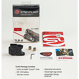 Streamlight 69273 TLR-6 100-Lumen Pistol Light with Integrated Red Aiming Laser Designed Exclusively and Solely for M&P Shield and M&P Shield Plus, 9mm/.40 Only, Black