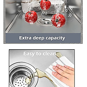 Freestanding Kitchen Sink, Stainless Steel Single Bowl Sink, Washing Hand Basin with Hot and Cold Faucet, for Garage, Laundry, Hotel