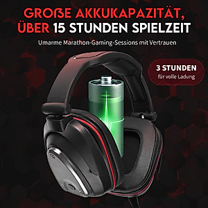 HUHD Wireless Gaming Headset Headphones for PS5,Switch,PS4,PC - Wireless Gaming Headsets for Computer with Microphone Over-Ear, Rotatable Headband, Black